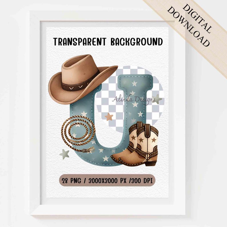 Western Cowboy Alphabet Clipart: Rustic A-Z Letters (PNG Files) - Etsy