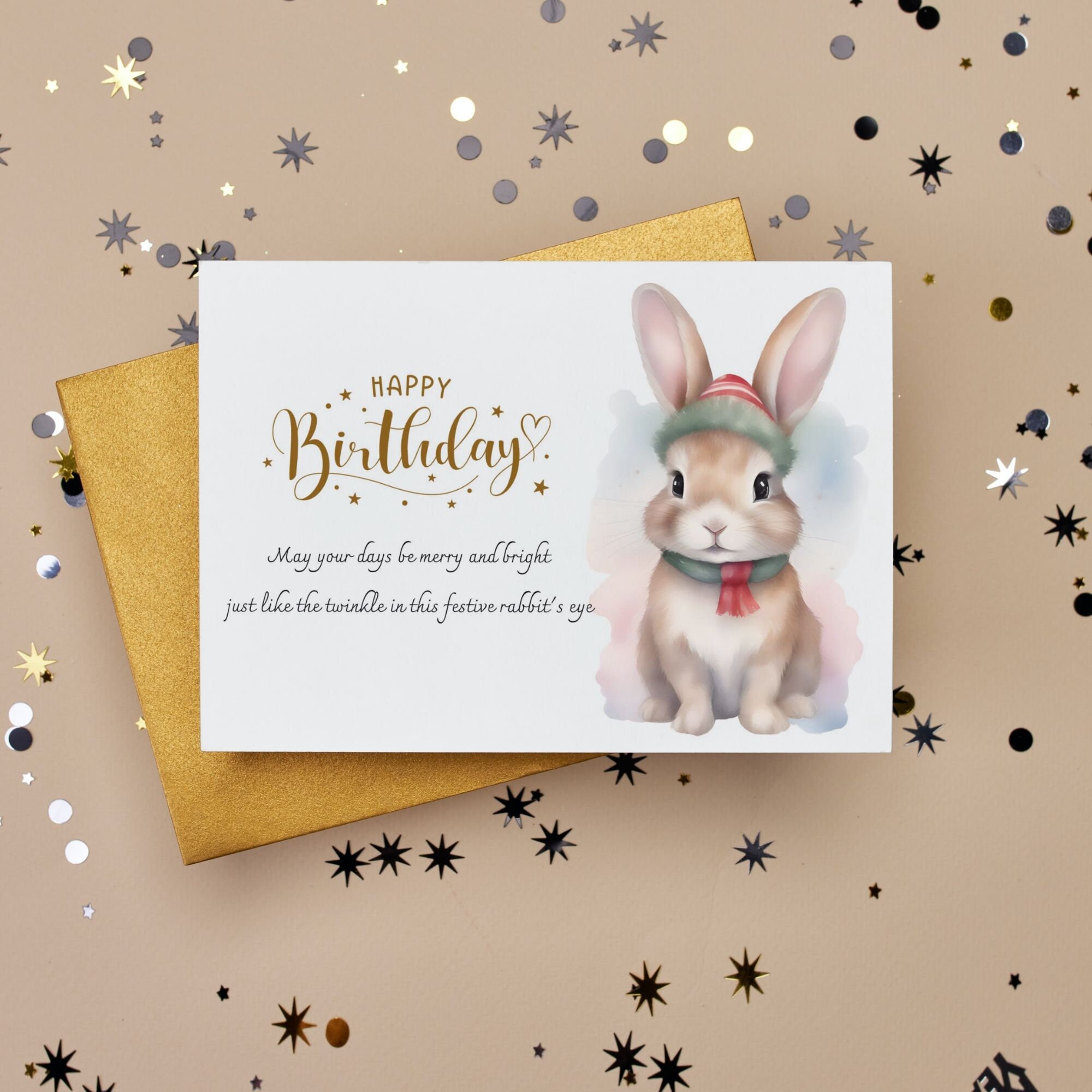 Bunny Birthday Card, Cute Cards, Cute Birthday Card, Rabbit Birthday ...