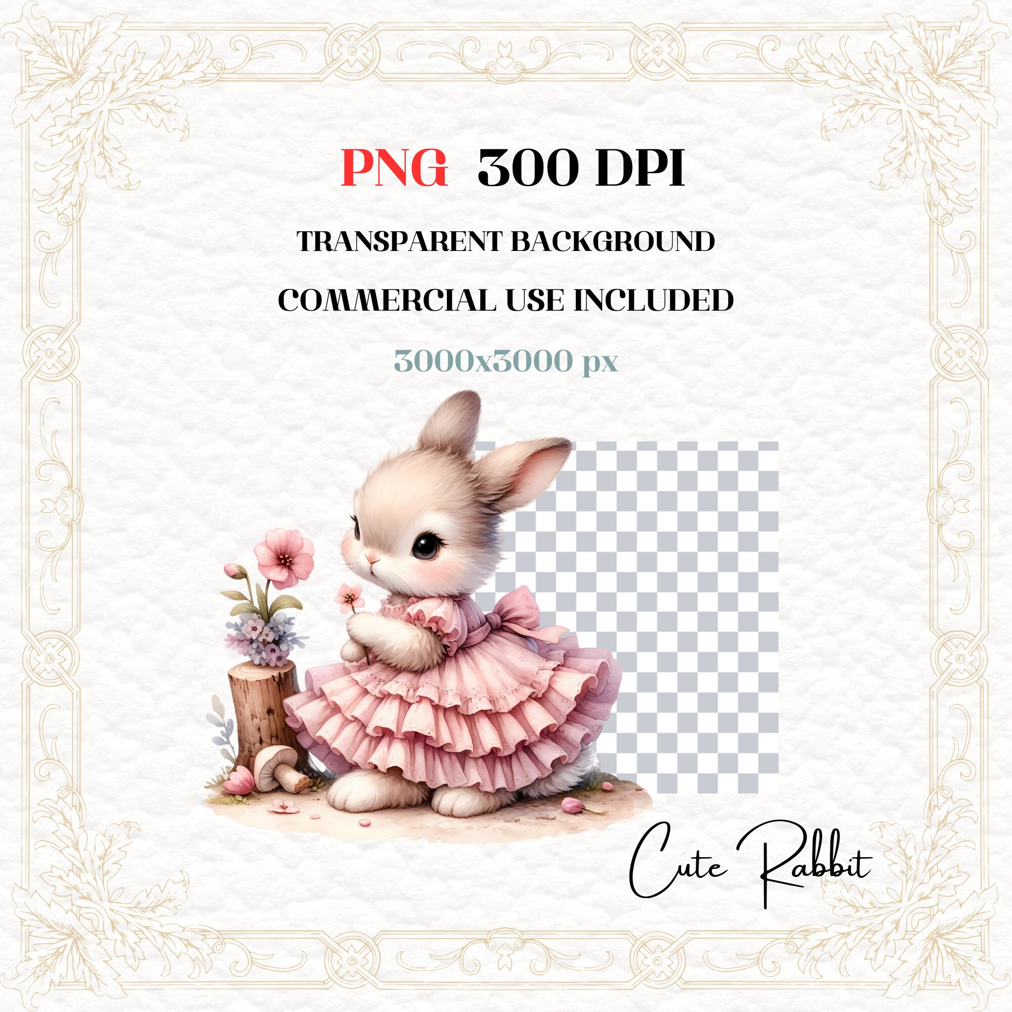 Bunnies Clipart, Spring Clipart Set, Easter Clipart Retro, Cute Bunny ...