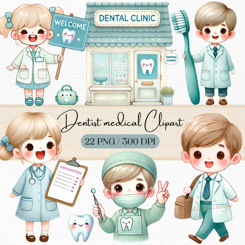 Watercolor Dentist Medical Clipart, Dental Hygienist Illustrations ...