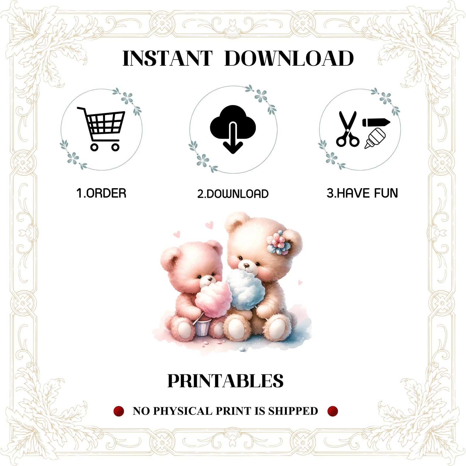 Mother's Day Teddy Bear Clipart, Digital Download, Cute Bear Graphics ...