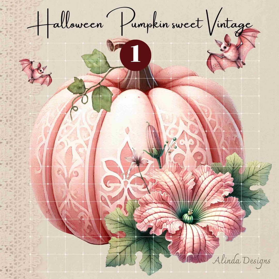 Vintage Halloween Pumpkin Clipart: Retro Fall Graphic (PNG Digital ...