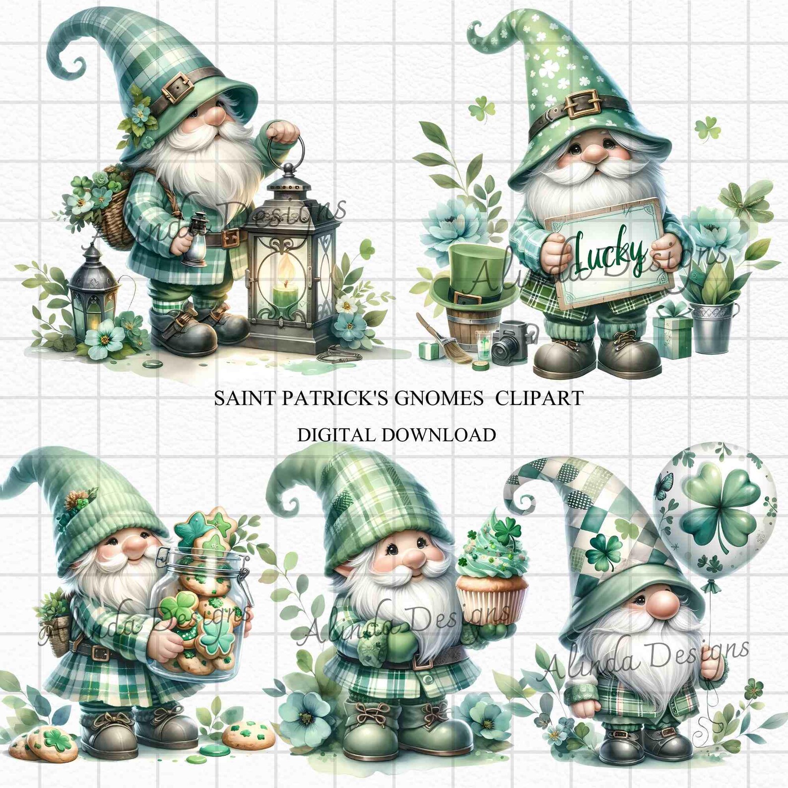 Irish Clipart, Gnome Clipart, Saint Patrick's Gnomes Clipart, Gnome Png ...