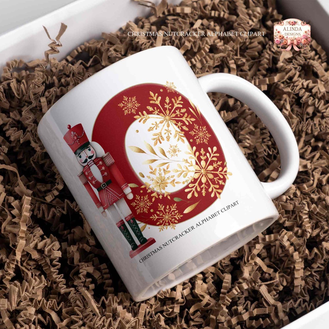 Christmas Nutcracker Alphabet Clipart: Red & Gold Snowflake Letters PNG ...