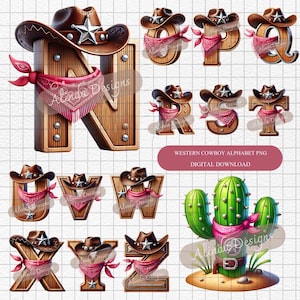 Western Cowboy Alphabet PNG Clipart: Rustic Wooden Letters Digital ...