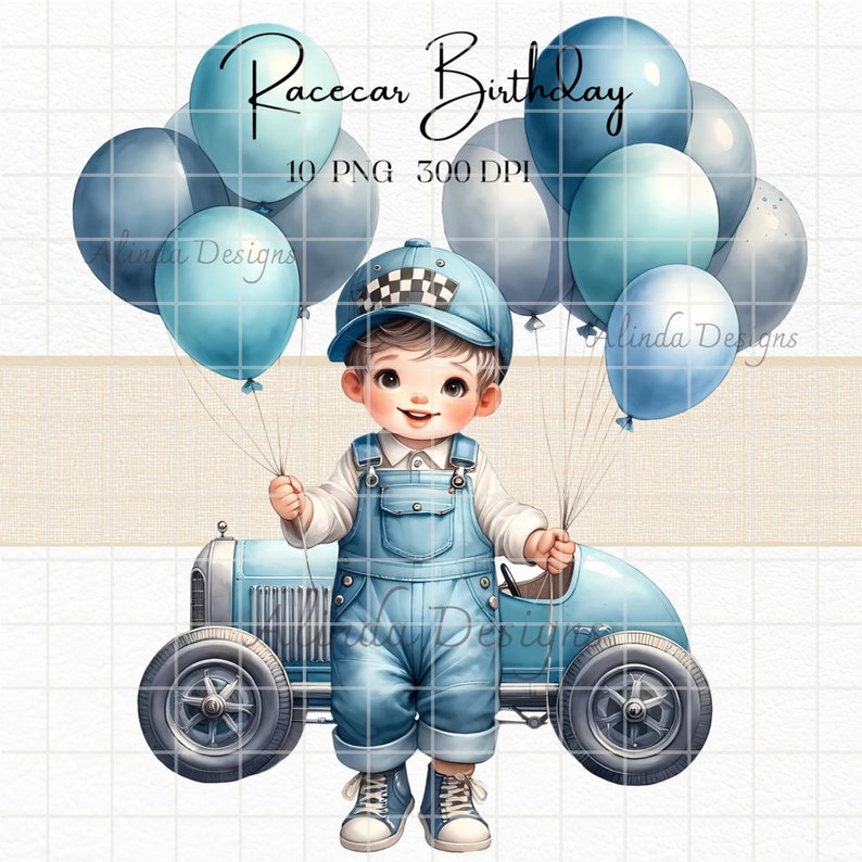 Watercolor Racecar Clipart for Birthday Boy - Digital Download, Racing ...
