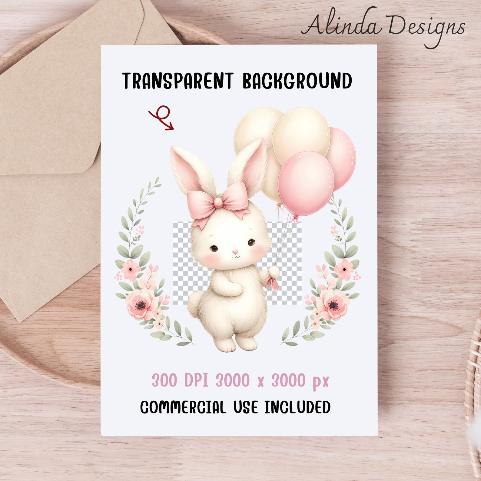 Adorable Rabbit Baby Shower Clipart Set, Cute Baby Animal Graphics for ...