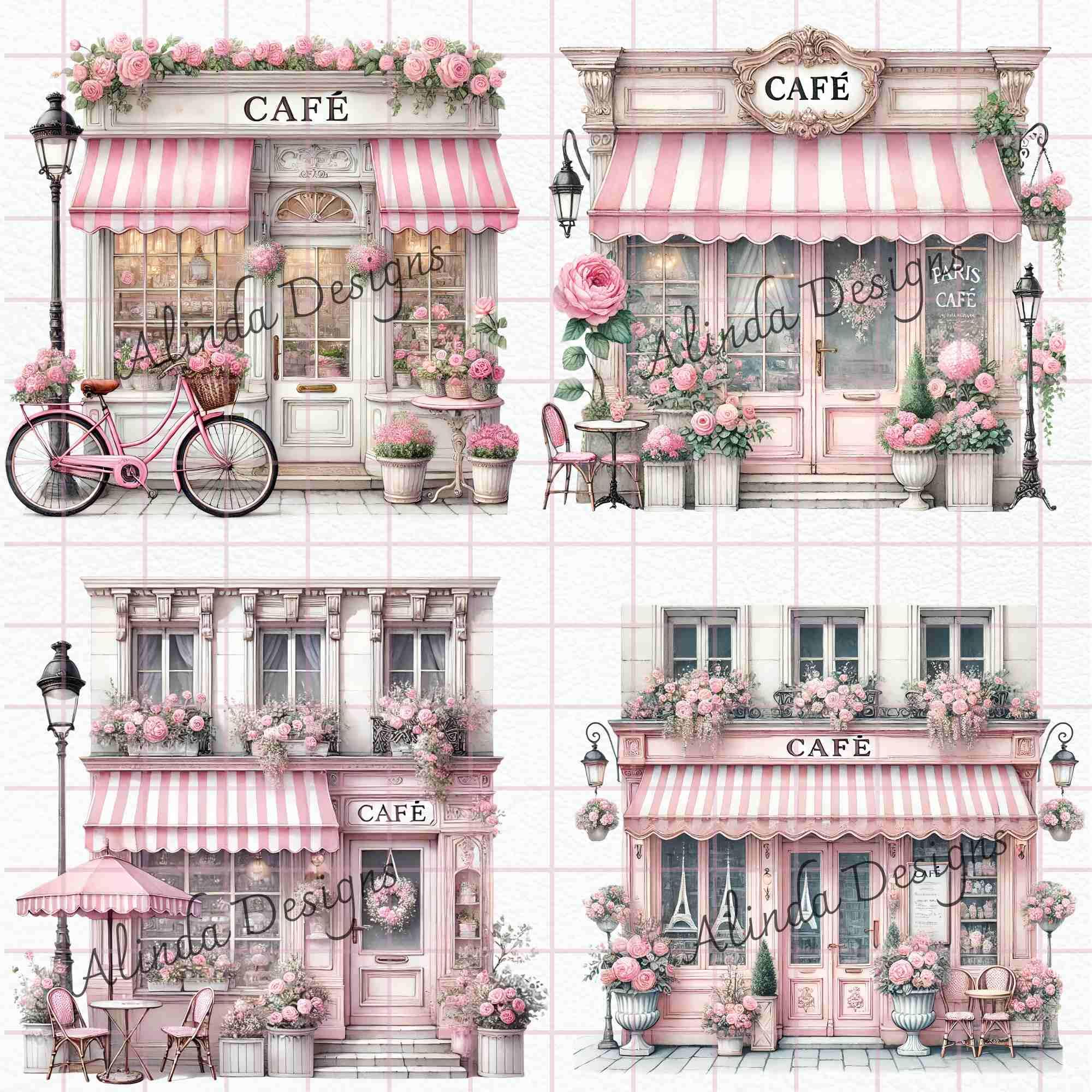 Watercolor Paris Coffee Shop Clipart: French Bistro Art (digital ...