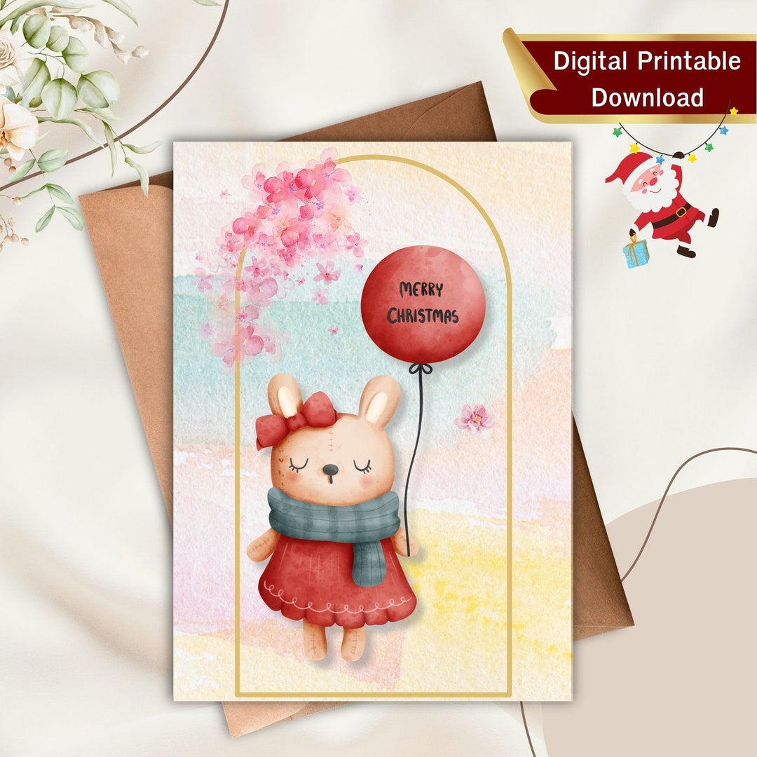 Merry Christmas Card for Bear Lovers Cute Bear Christmas - Etsy