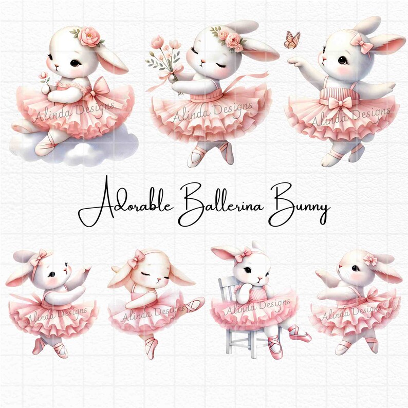 Adorable Ballerina Bunny Clipart, Cute Ballet Rabbit Illustration ...