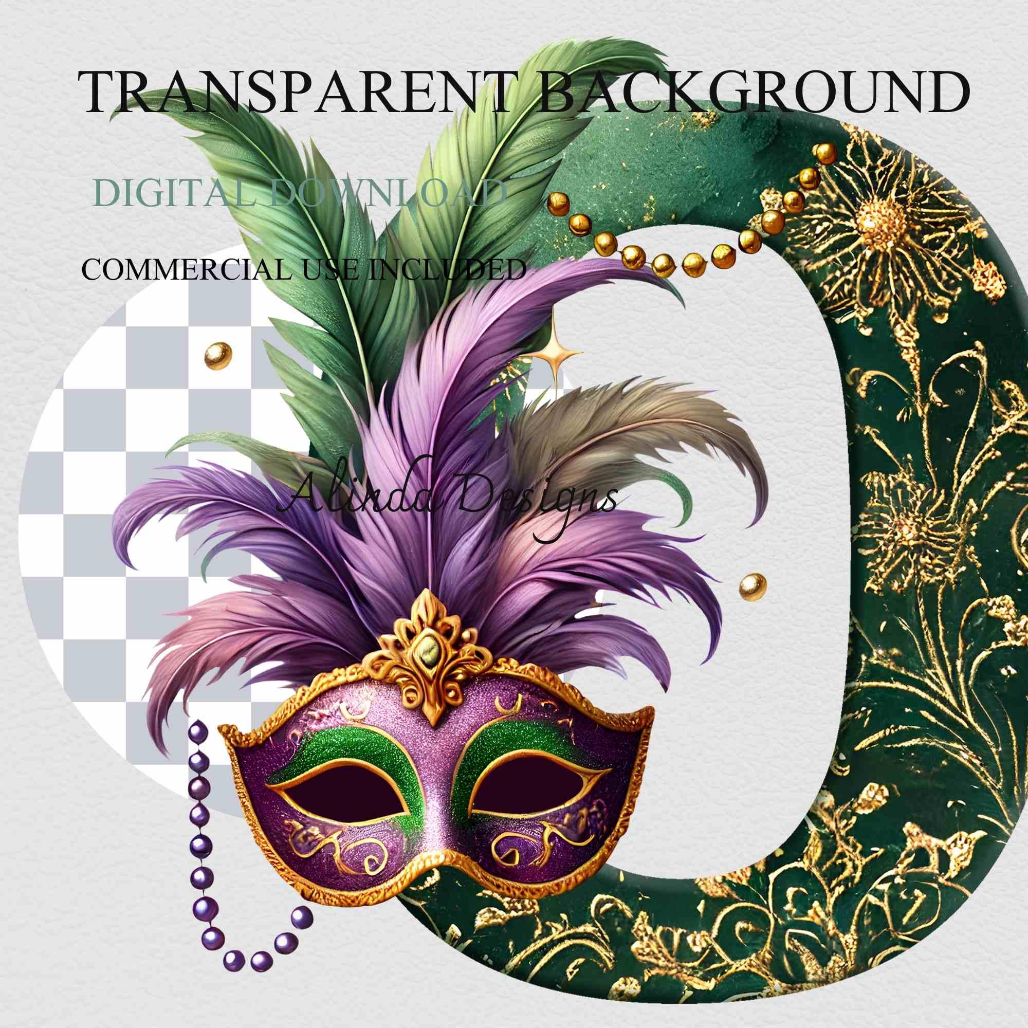 Mardi Gras Alphabet Clipart, Gold Masquerade Letters, Carnival Party ...