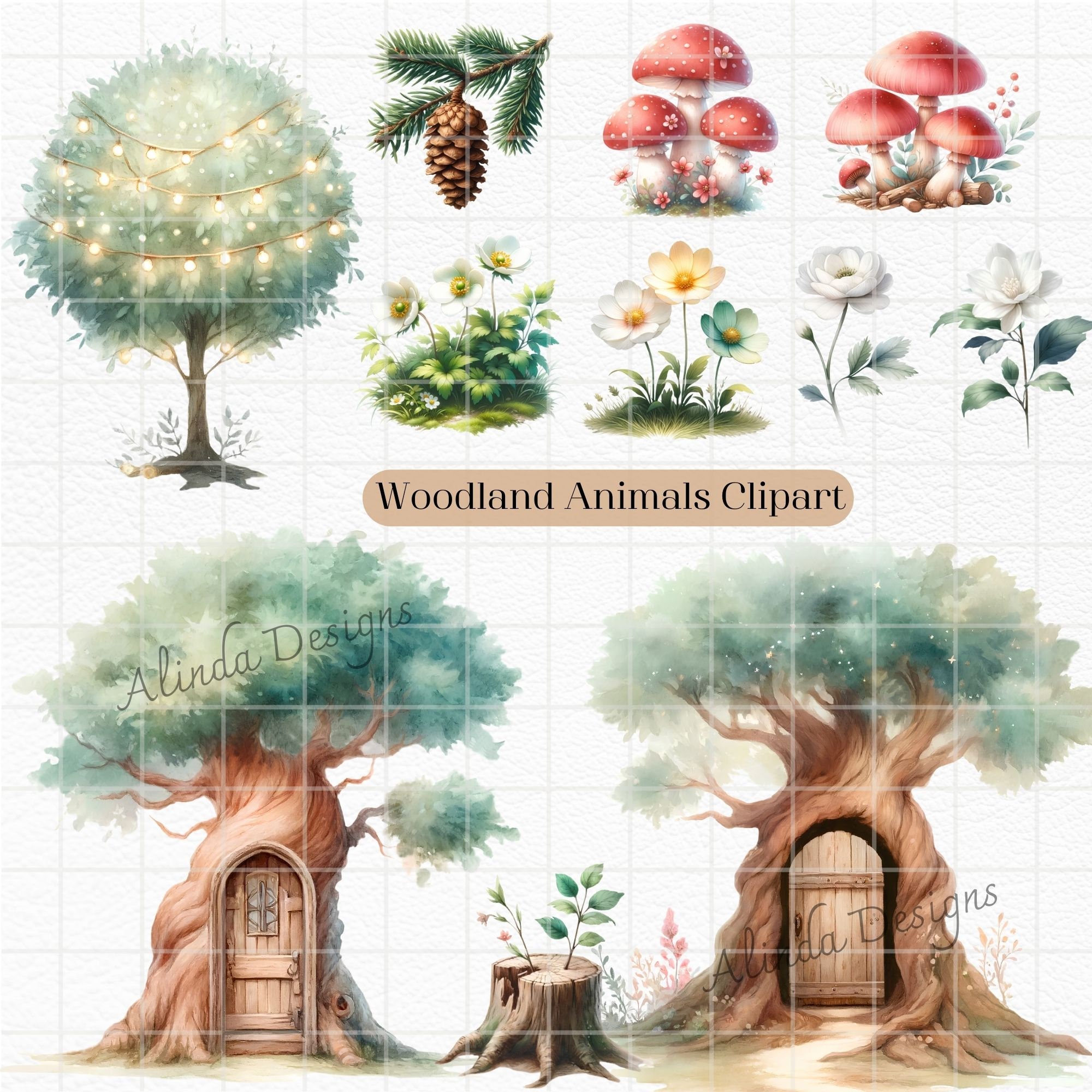 Woodland Animals Watercolor Clipart, Forest Animal Illustrations, Cute ...