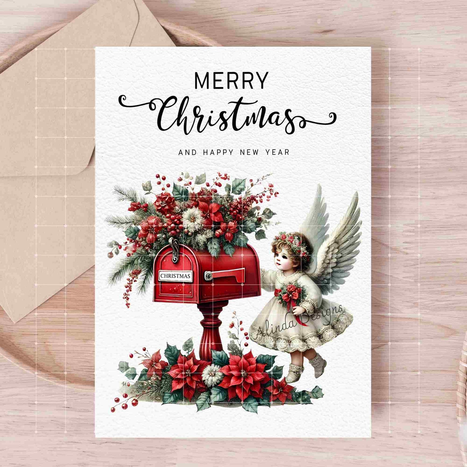 Watercolor Christmas Vintage Mailbox and Angel Clipart, Holiday Retro ...