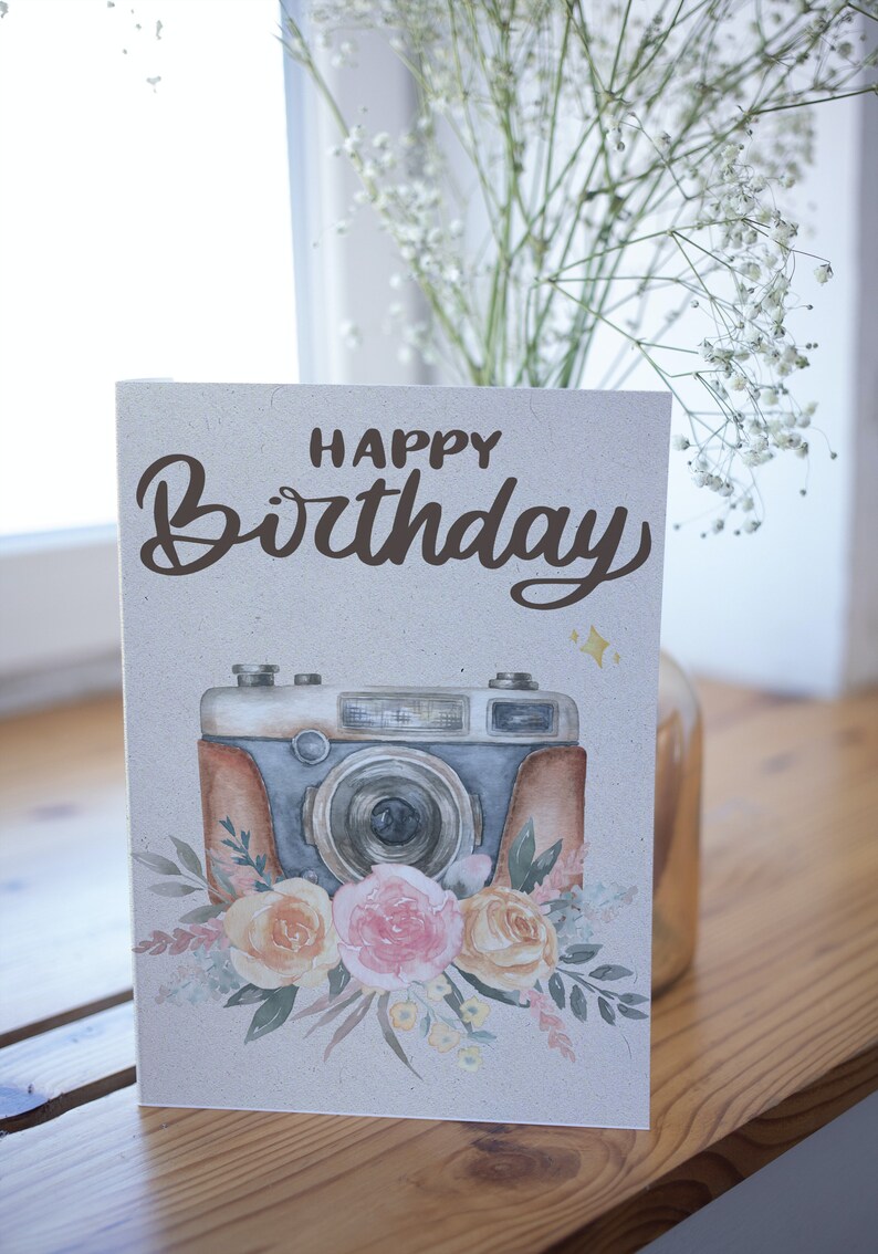 Vintage Camera Birthday Card: Printable Greeting Card (digital Download ...