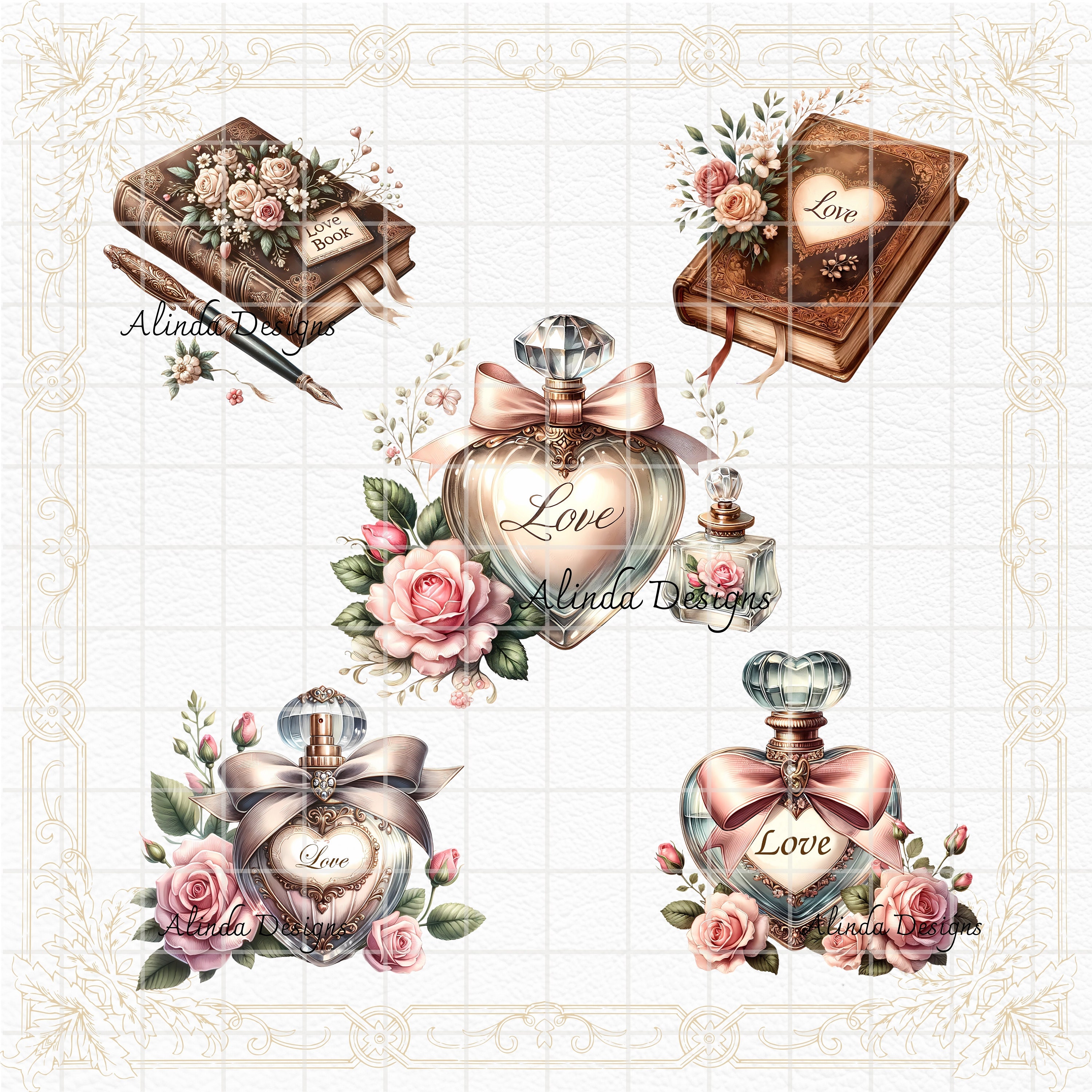 Watercolor Rose Clipart: Romantic Wedding PNG (3000x3000 Px) - Etsy