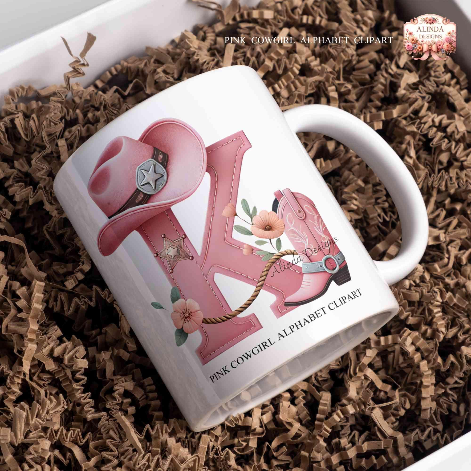 Pink Cowgirl Alphabet Clipart: Western Font PNG Download for ...