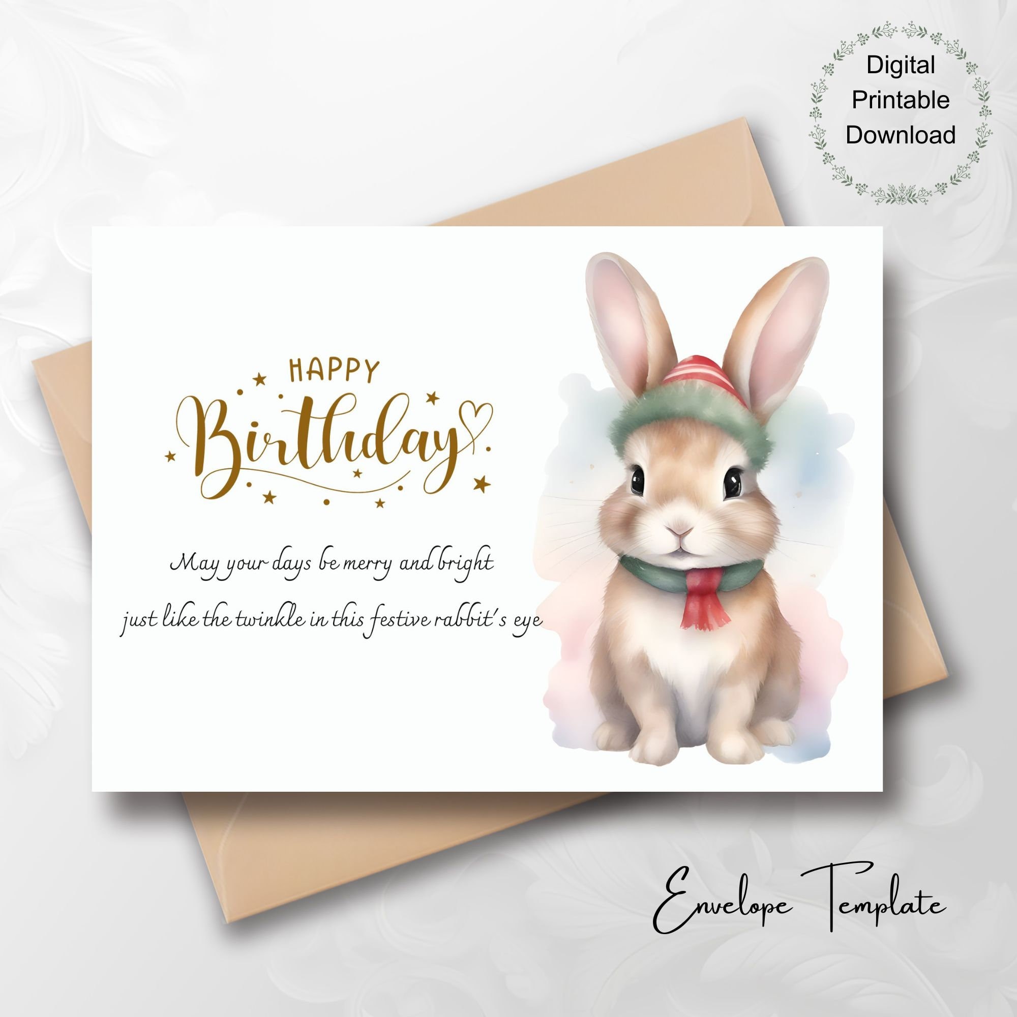 Bunny Birthday Card, Cute Cards, Cute Birthday Card, Rabbit Birthday ...
