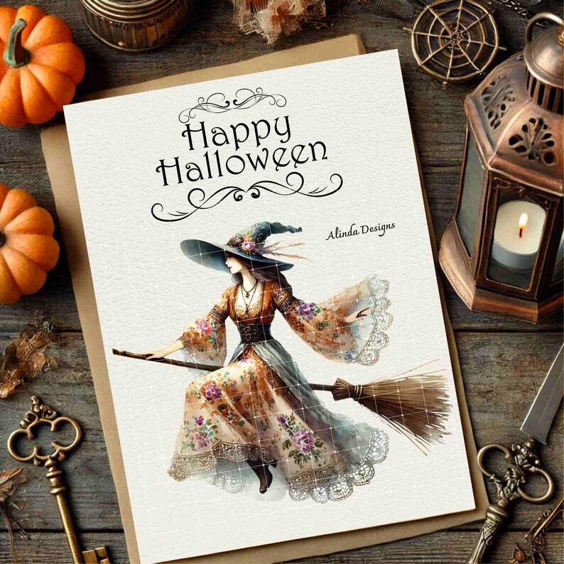 Charming Witch Halloween Clipart Set: Spooky Season PNG (digital ...