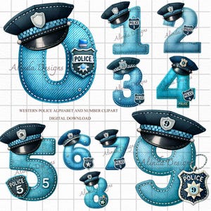 Polizei Alphabet Buchstaben & Zahlen PNG, Niedliche Cop Clipart, Blaue ...
