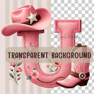 Pink Cowgirl Alphabet Clipart: Western Font PNG Download for ...