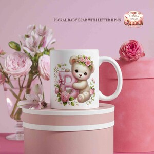 Floral Baby Bear Letter B PNG: Nursery Alphabet Clipart Digital ...