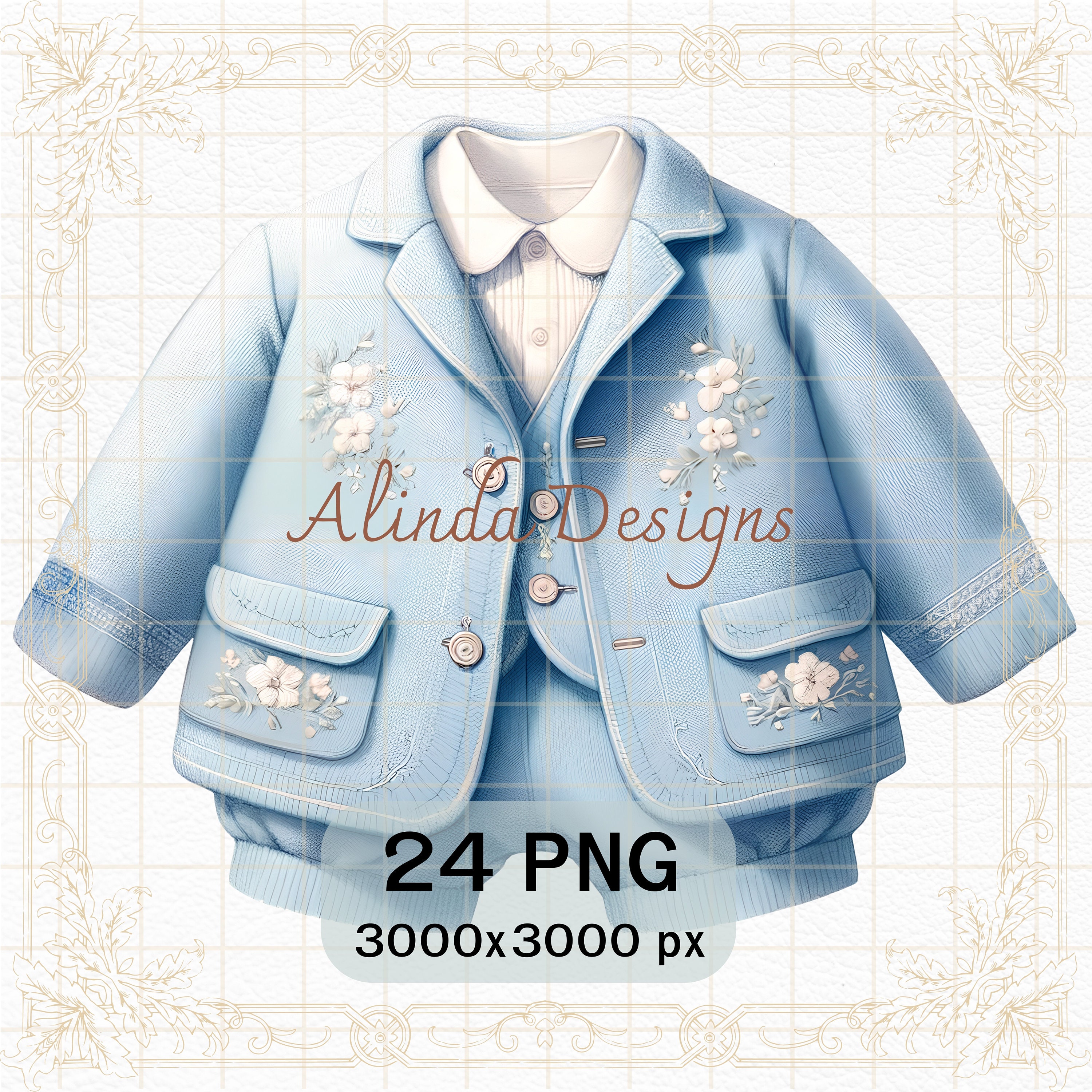 Boho Baby Clothes Clipart: Watercolor PNG, Nursery Decor (digital ...