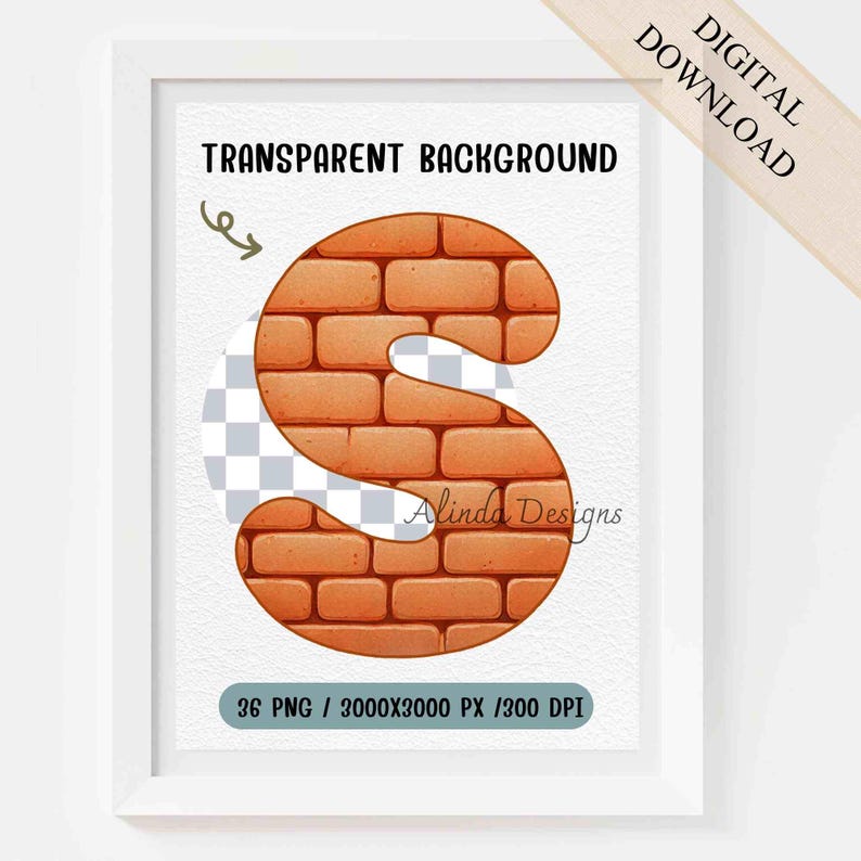 Brick Alphabet Clipart: A-Z Letters & Numbers PNG (digital Download) - Etsy