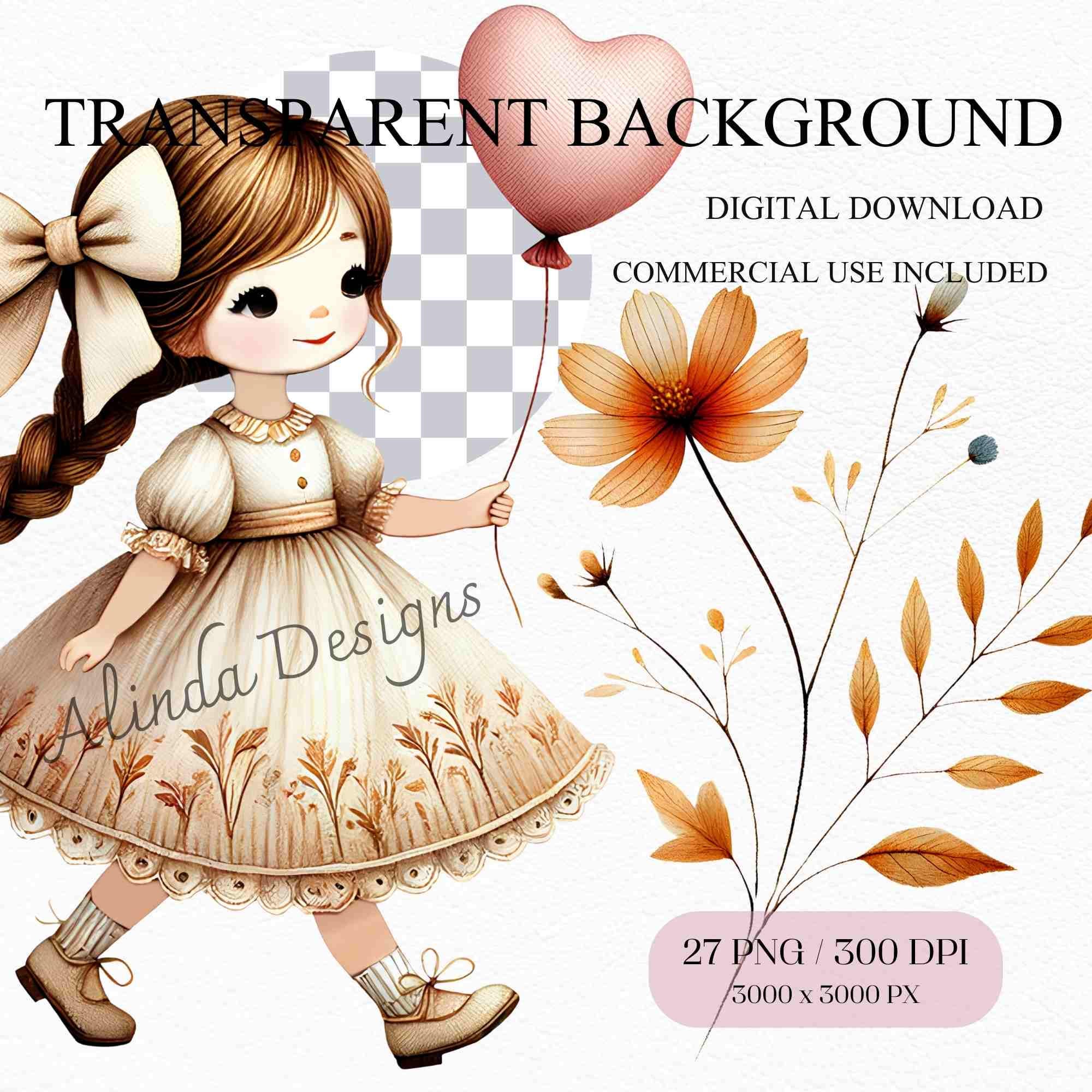 Autumn Little Girls Clipart, Fall Kids Clip Art for Crafts, Invitations ...