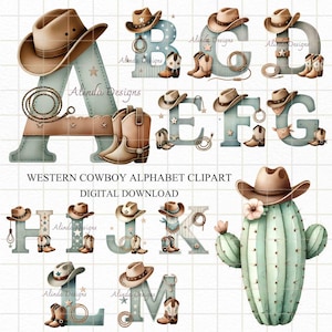 Western Cowboy Alphabet Clipart: Rustic A-Z Letters (PNG Files) - Etsy