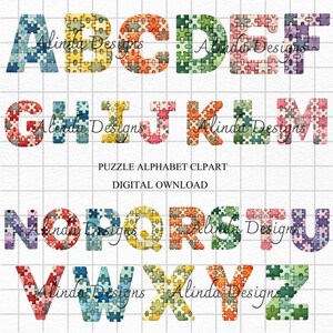 Puzzle Alphabet Clipart, Fun A-Z Puzzle Themed Letters, Educational ...