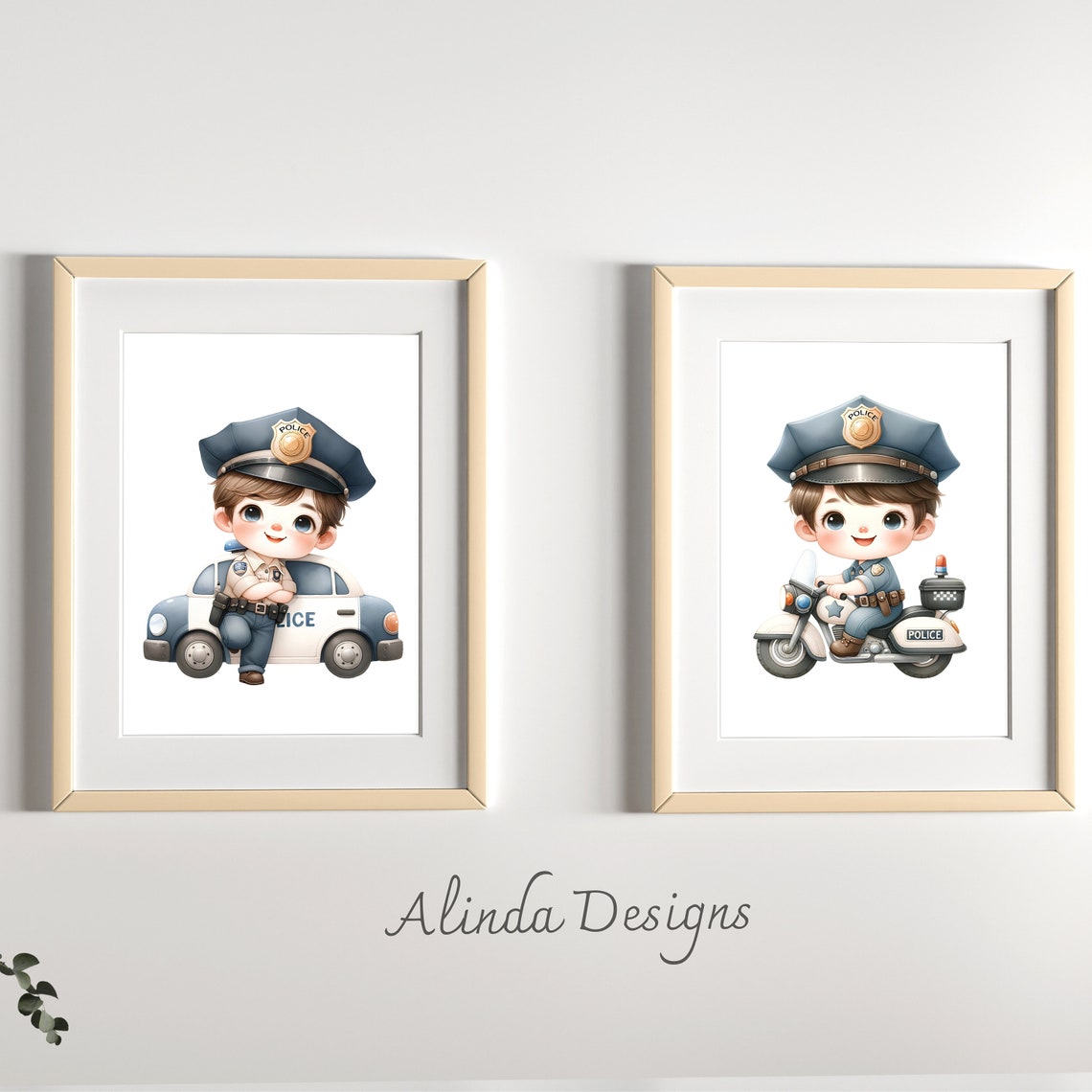 Watercolor Cute Police Clipart for Kids, Digital PNG Files, Clipart ...