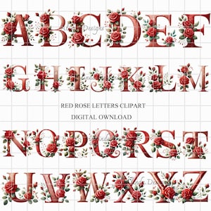 Rose Letters Clipart: Floral Alphabet PNG (digital Download) - Etsy