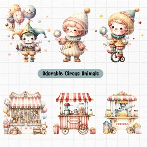 Adorable Circus Animals Clipart Set, Cute Circus Themed Digital ...