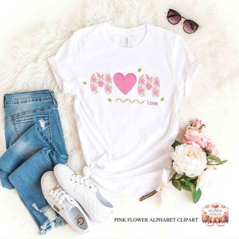 Pink Floral Alphabet Clipart: Hand-painted Spring Letters PNG - Etsy ...