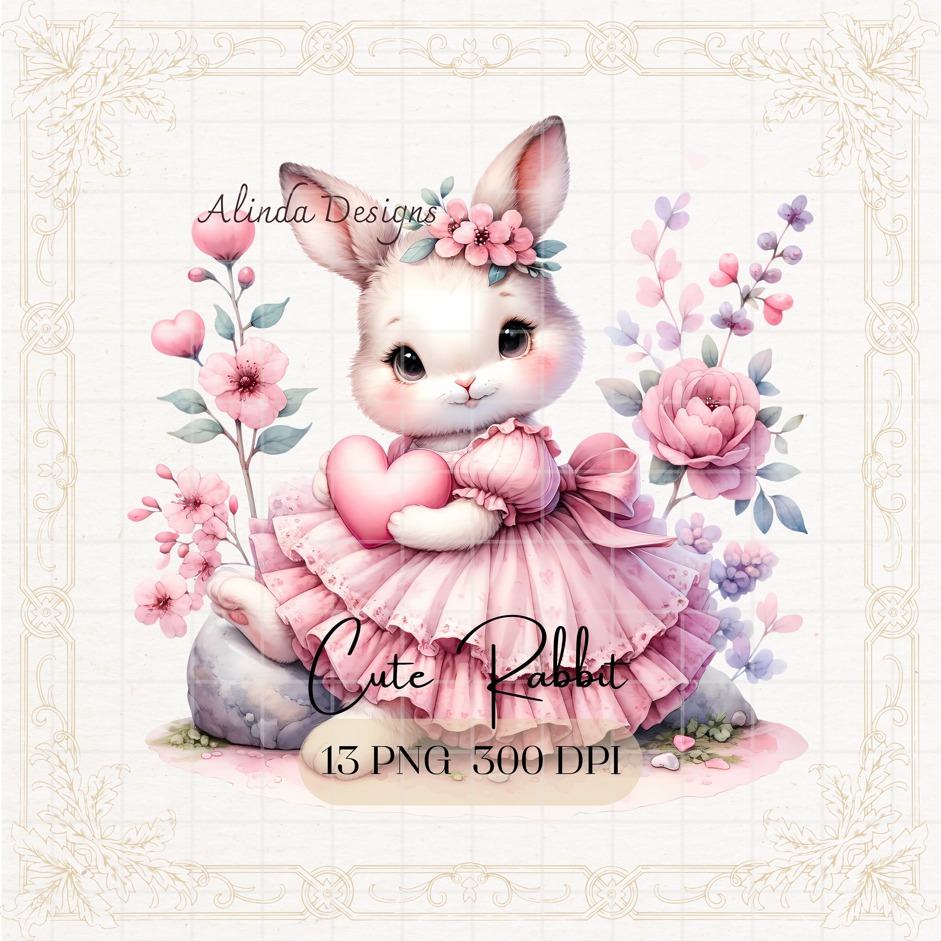 Bunnies Clipart, Spring Clipart Set, Easter Clipart Retro, Cute Bunny ...
