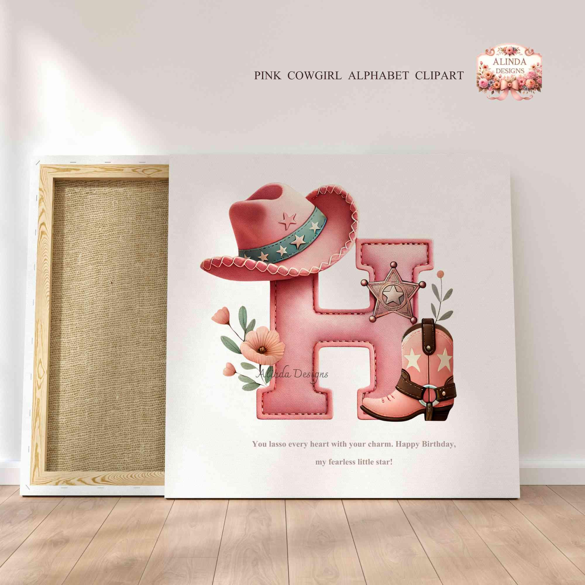Pink Cowgirl Alphabet Clipart: Western Font PNG Download for ...