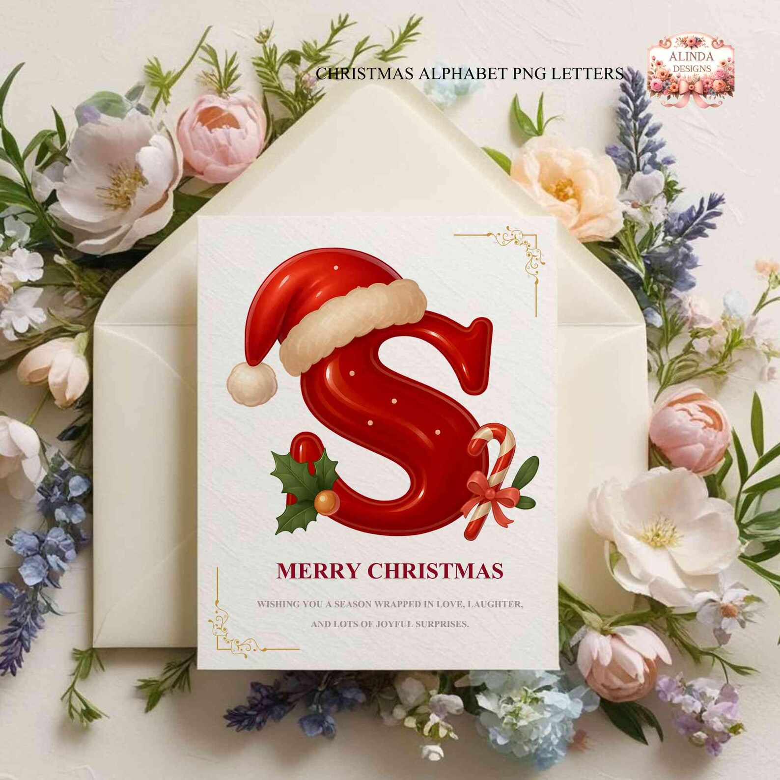 Christmas Alphabet PNG Clipart: Santa Hat Letters Commercial Use - Etsy