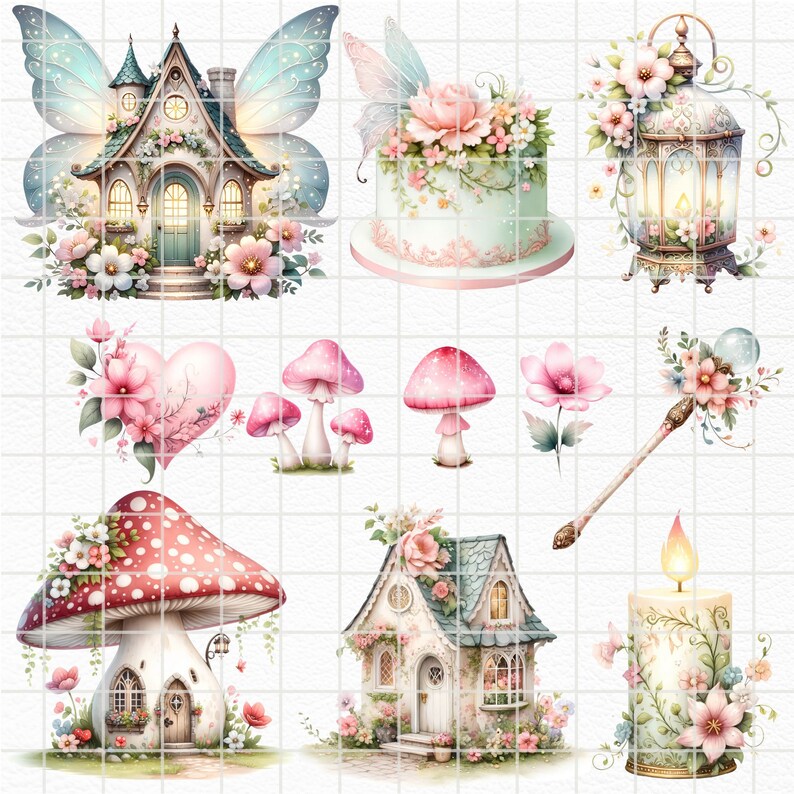 Sweet Fairy Clipart Set, Cute Fairy Graphics, Magic Fairy Art, Fantasy ...