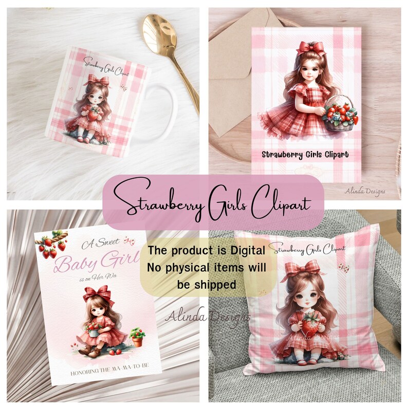 Strawberry Girls Clipart, Cute Berry-themed Digital Illustrations for ...