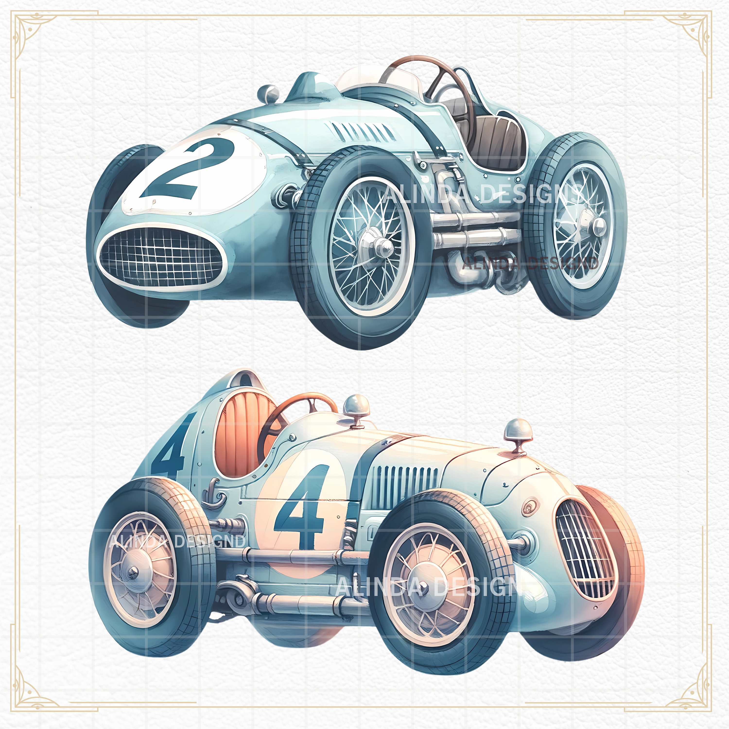 Watercolor Racecar Birthday Clipart Bundle, Blue Race Car Happy ...