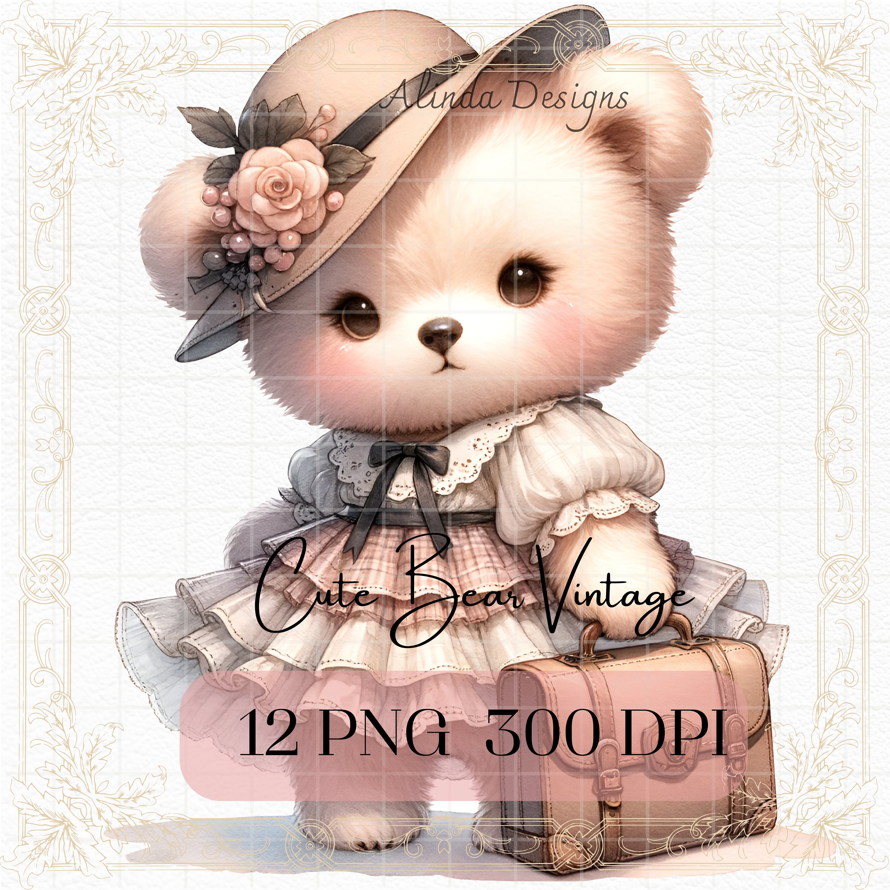 Vintage Teddy Bear Clipart: Retro Bear Illustrations (digital Download ...