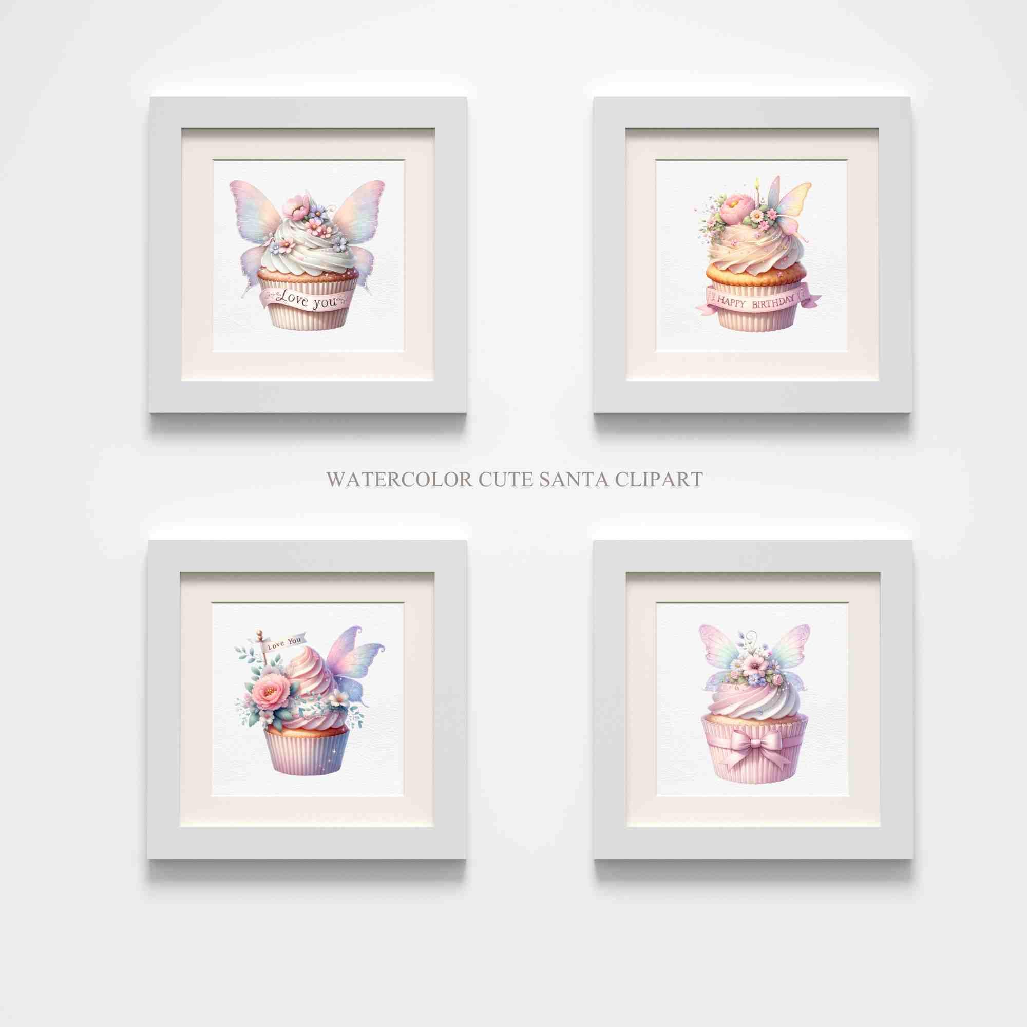 Sweet Flower Cupcake Clipart, Pastel Floral Cupcake Graphics, Cute ...