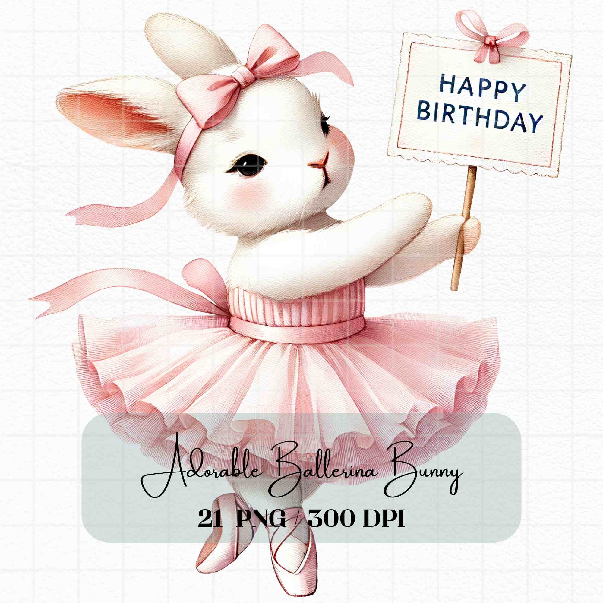 Adorable Ballerina Bunny Clipart, Cute Ballet Rabbit Illustration ...