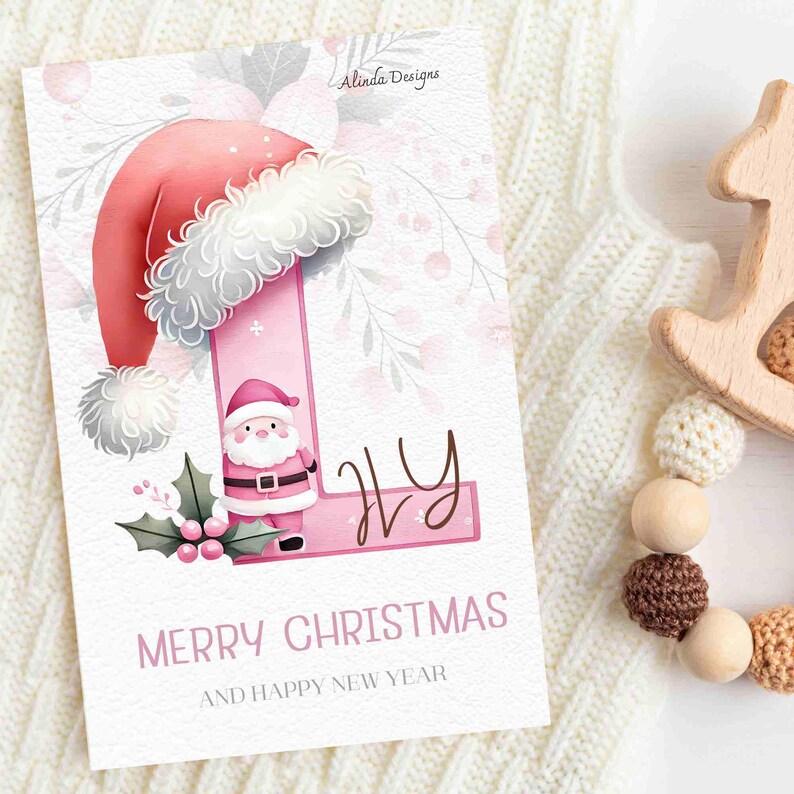 Christmas Watercolor Alphabet Clipart: Pink Holiday Letters (PNG, PDF ...