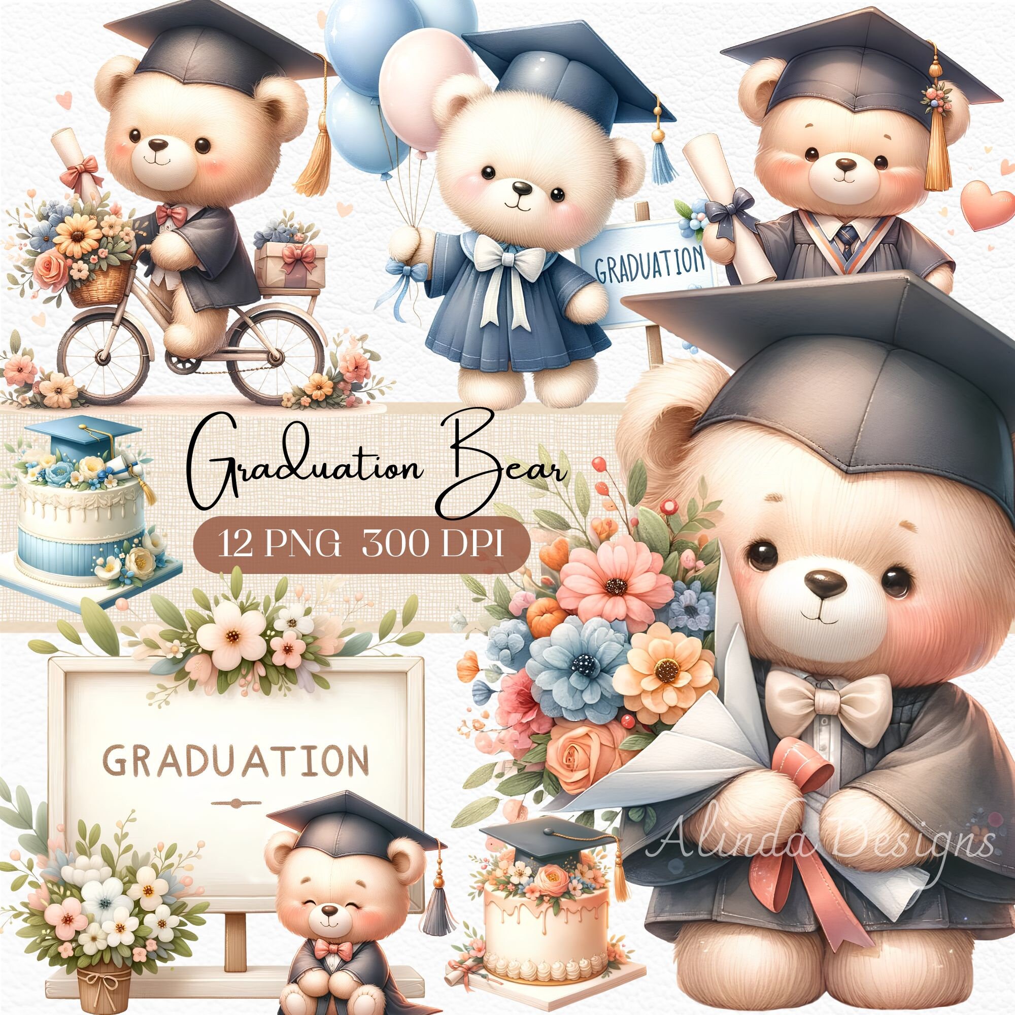 Graduation Clipart Bundle: Caps, Diplomas, Tassels (digital Download ...