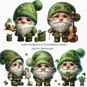 St. Patrick's Day Gnome Clipart: Irish Shamrock PNG (digital Download ...