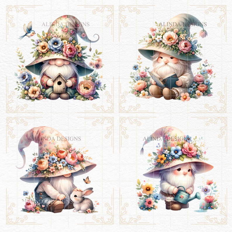 Spring Gnomes Clipart, Cute Gnome Clipart, Nursery Art, Baby Spring ...