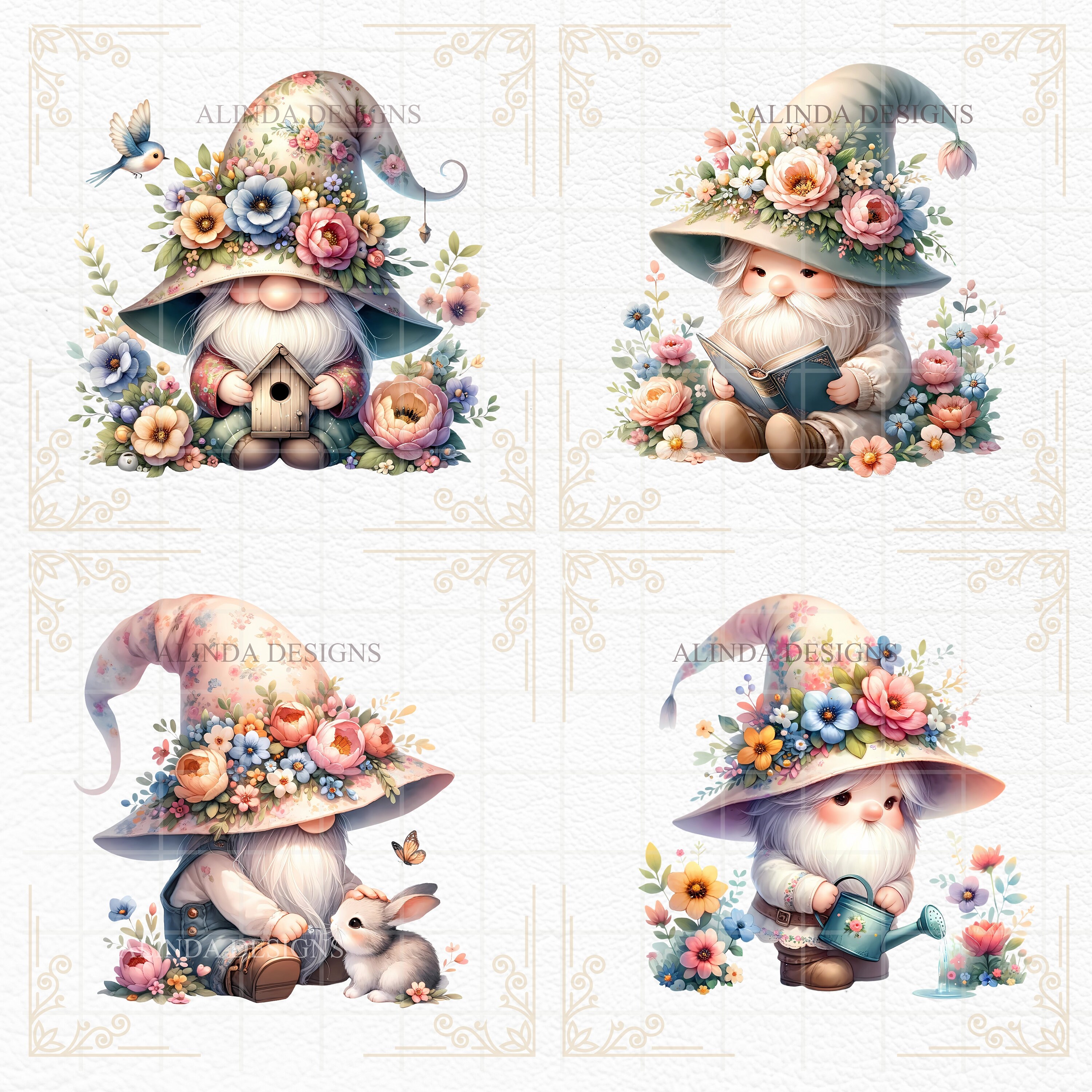 Spring Gnomes Clipart, Cute Gnome Clipart, Nursery Art, Baby Spring ...