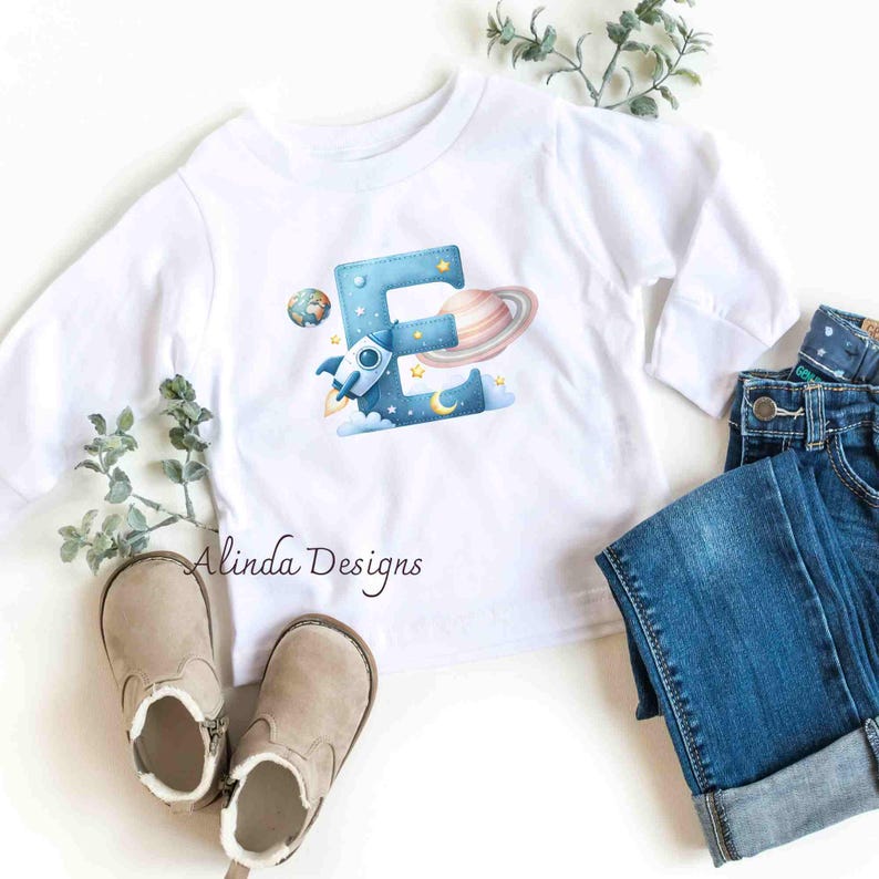 Watercolor Space Alphabet Clipart, Outer Space Letters A-Z, Kids Decor ...