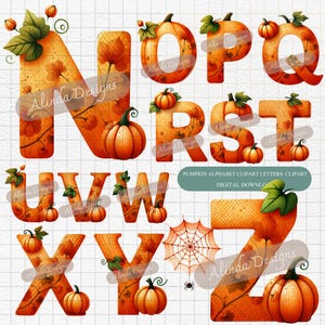 Pumpkin Alphabet Clipart: Fall Halloween Font PNG Digital Download - Etsy